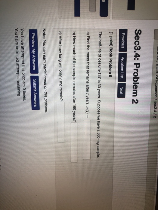 Solved Sec3.4: Problem 2 Previous Problem ListNext (1 point) | Chegg.com