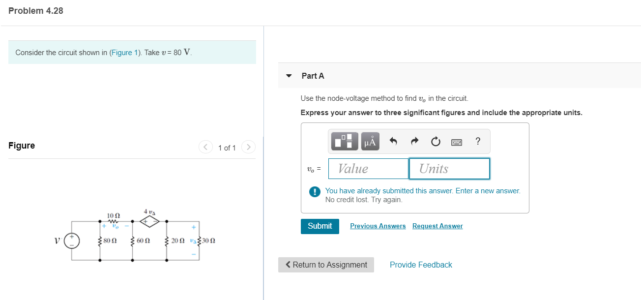 Solved Problem 4.28 Consider the circuit shown in (Figure | Chegg.com