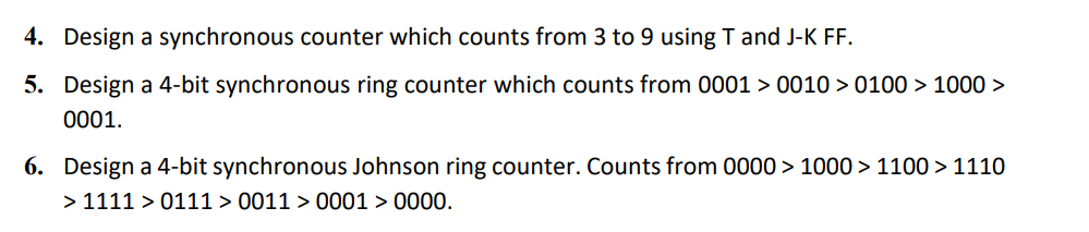 Solved 4. Design a synchronous counter which counts from 3 | Chegg.com