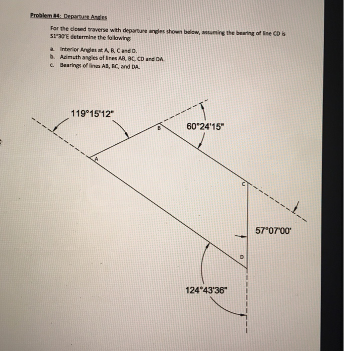 Solved Problem H4: Departure Angles For the closed traverse | Chegg.com