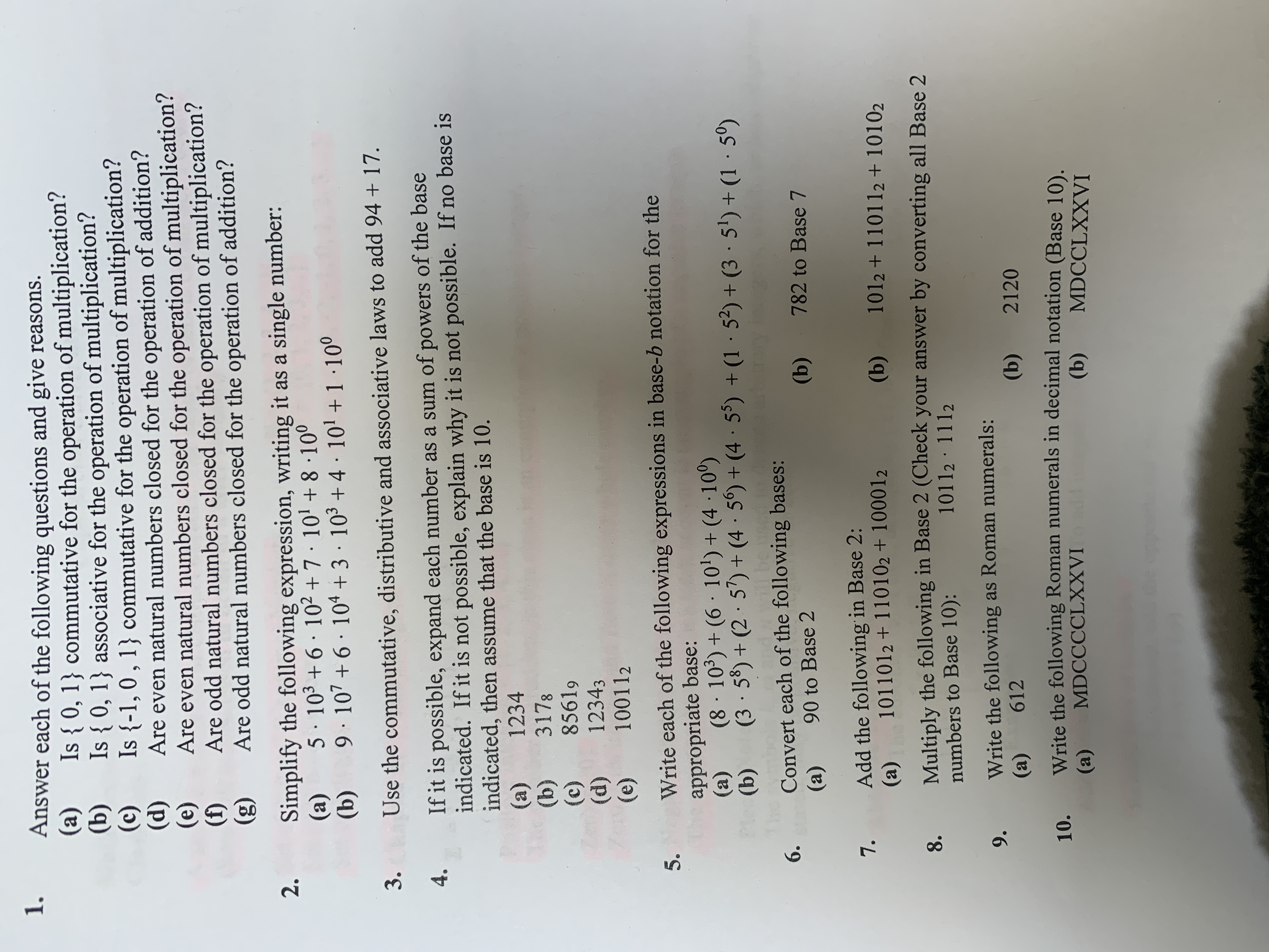 Solved 1. Answer each of the following questions and give | Chegg.com