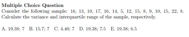 Solved Multiple Choice Question Consider the following | Chegg.com