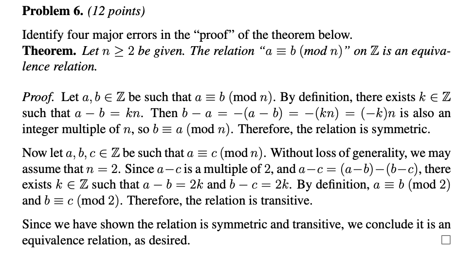 Solved Problem 6. (12 points) Identify four major errors in | Chegg.com