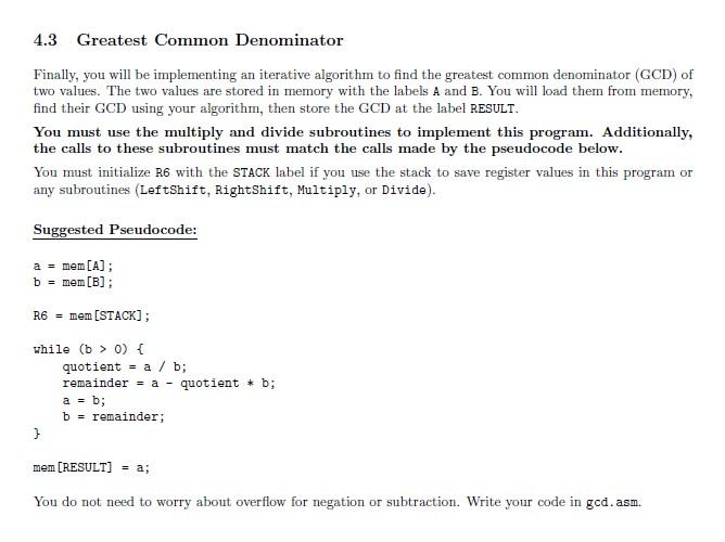 4.3 Greatest Common Denominator Finally, you will be | Chegg.com