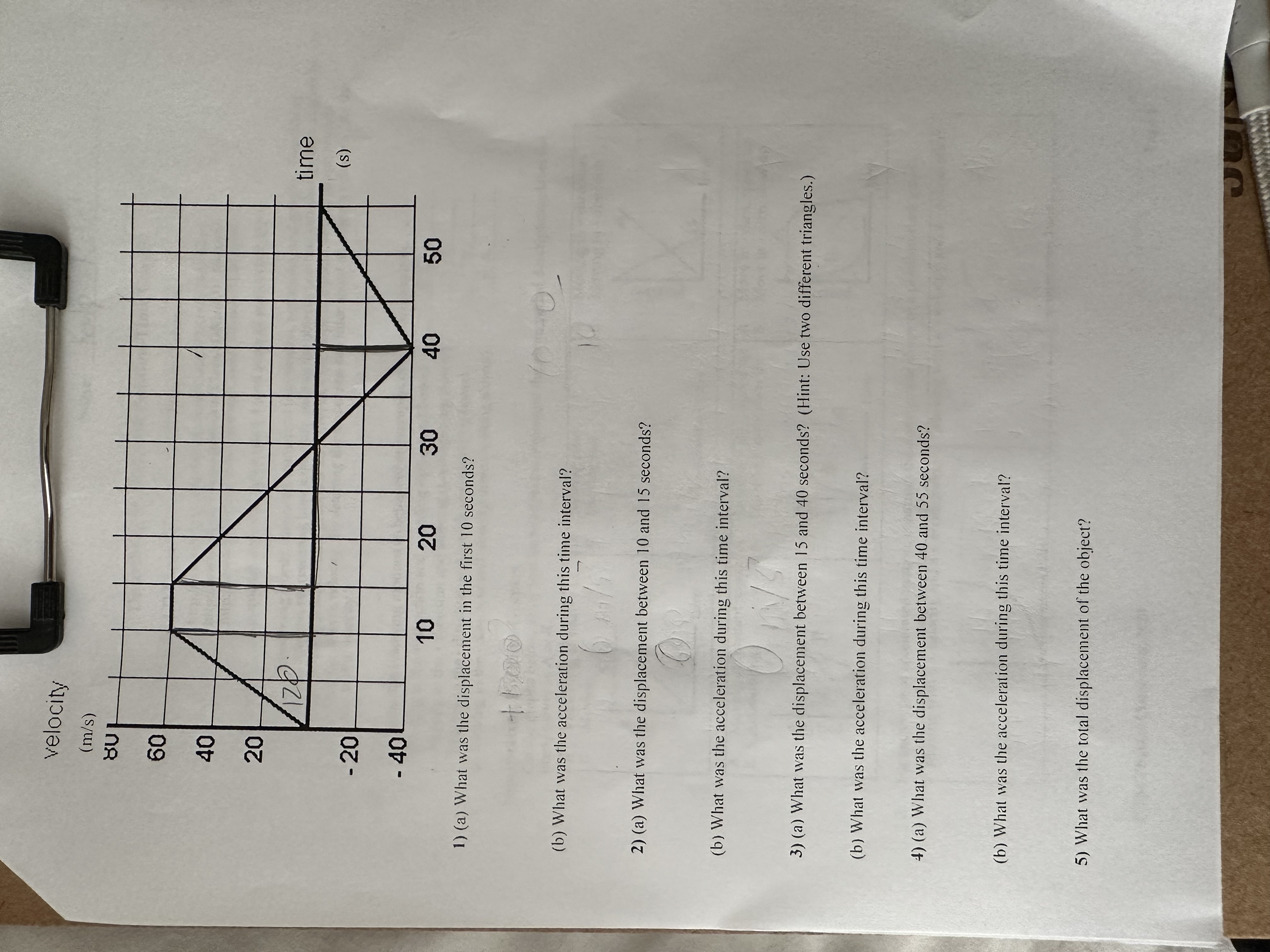 Solved 1) (a) What was the displacement in the first 10 | Chegg.com