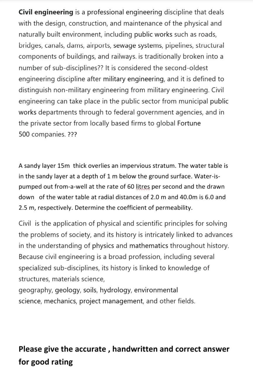 Solved Civil engineering is a professional engineering | Chegg.com