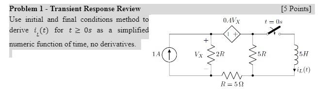 Solved [5 Points] 0.4VX t= Os Problem 1 - Transient Response | Chegg.com