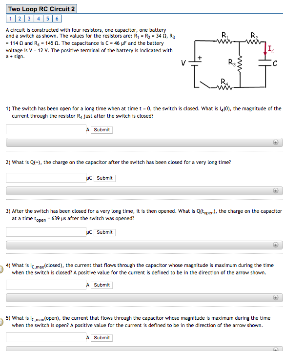 Solved Two Loop RC Circuit 2 1 2 34 5 6 A circuit is | Chegg.com