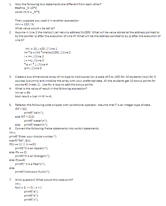 Solved 1. How the following two statements are different | Chegg.com