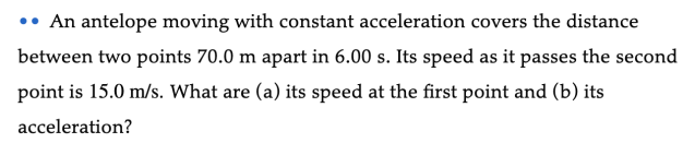 Solved - An antelope moving with constant acceleration | Chegg.com