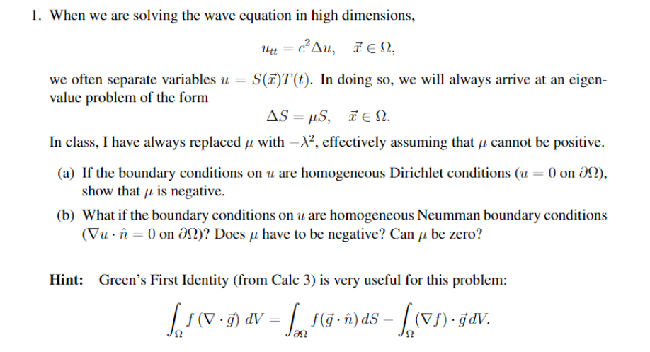Solved When we are solving the wave equation in high | Chegg.com