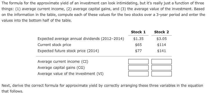 Solved The formula for the approximate yield of an | Chegg.com
