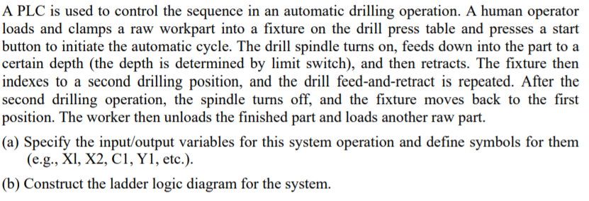 A PLC is used to control the sequence in an automatic | Chegg.com
