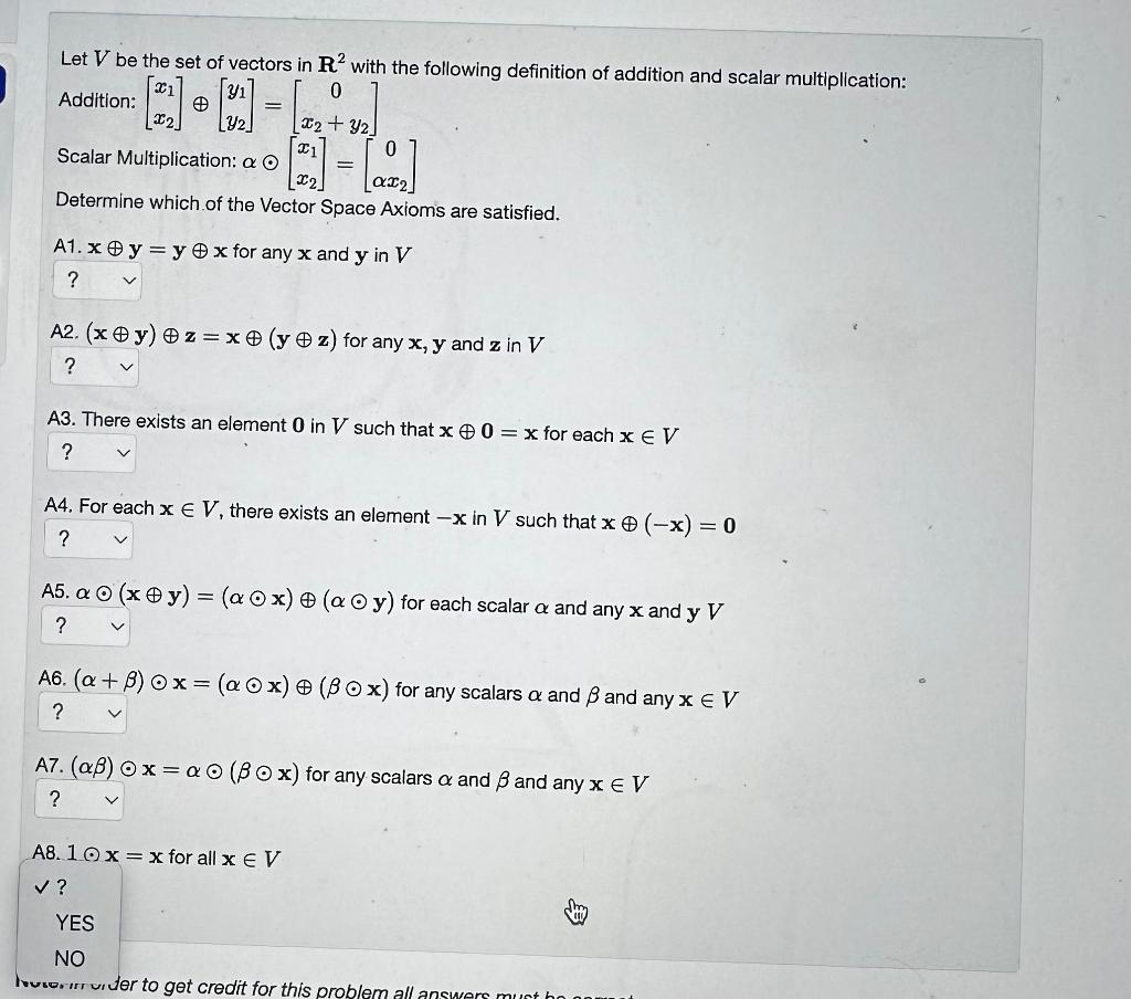 Solved Let V be the set of vectors in R2 with the following | Chegg.com