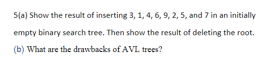 Solved 5(a) ﻿Show the result of inserting | Chegg.com