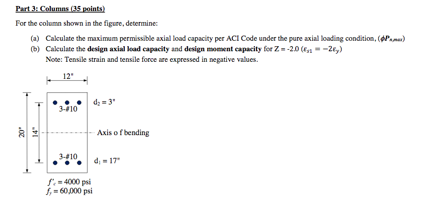 Solved Part 3: Columns (35 points) For the column shown in | Chegg.com