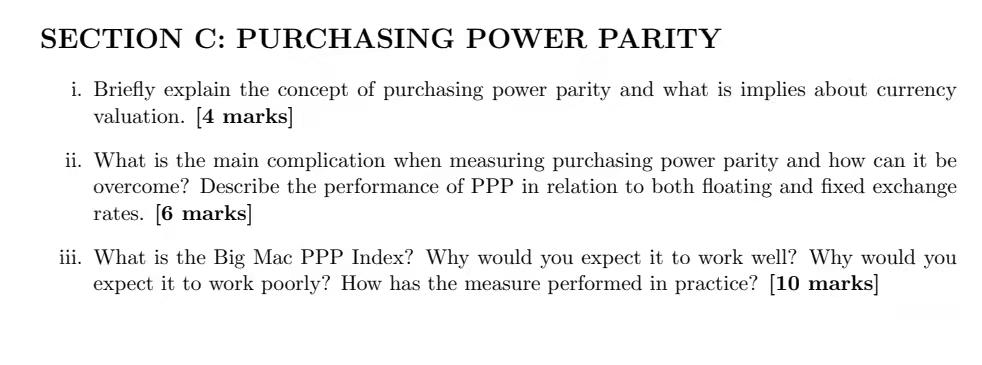 Solved SECTION C: PURCHASING POWER PARITY i. Briefly explain | Chegg.com