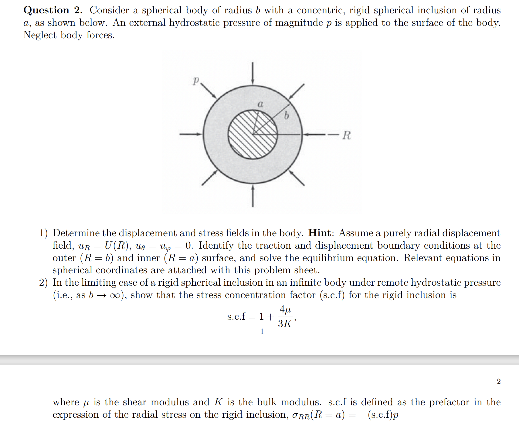 Solved Question 2. Consider a spherical body of radius b | Chegg.com