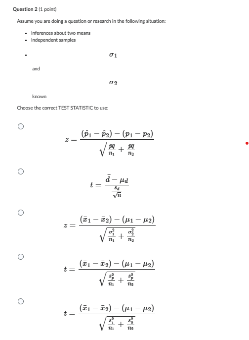 Solved Question 2 1 ﻿point Assume You Are Doing A Question