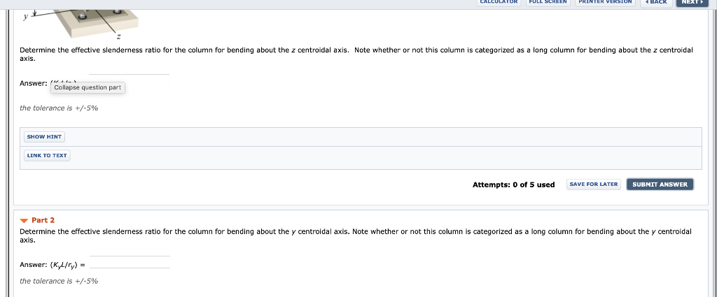 Solved The column shown is fabricated from two C250 x 30 | Chegg.com