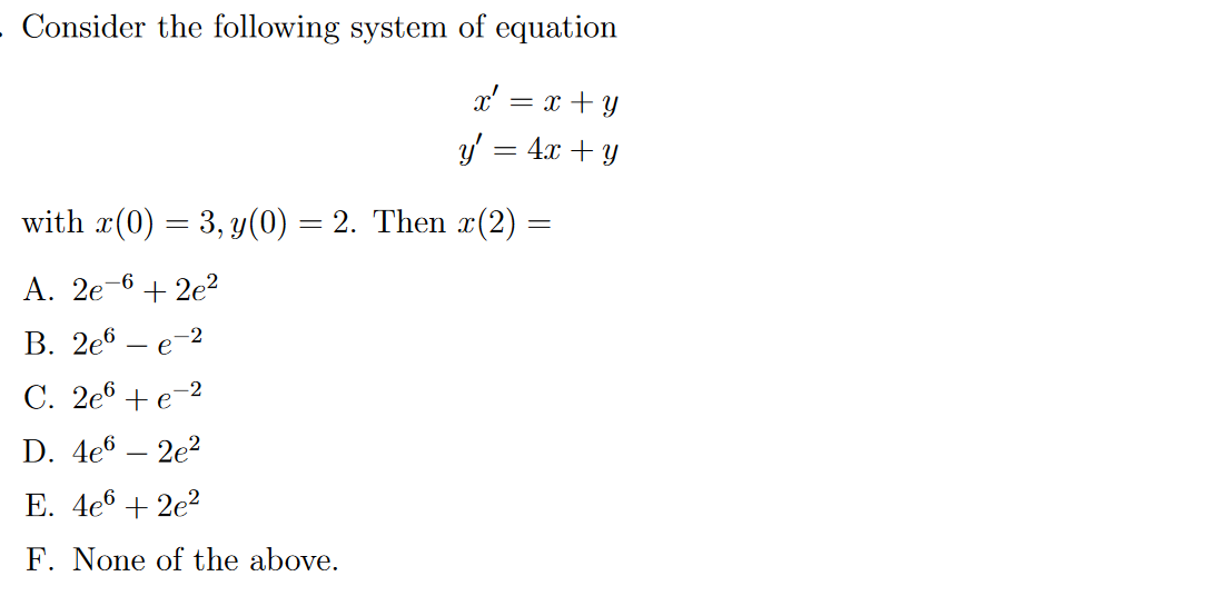Solved Consider the following system of equation | Chegg.com