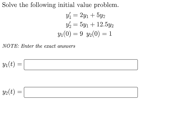 Solved Solve the following initial value problem. | Chegg.com