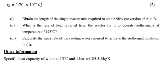 Solved Reaction engineering. Please solve with steps and | Chegg.com