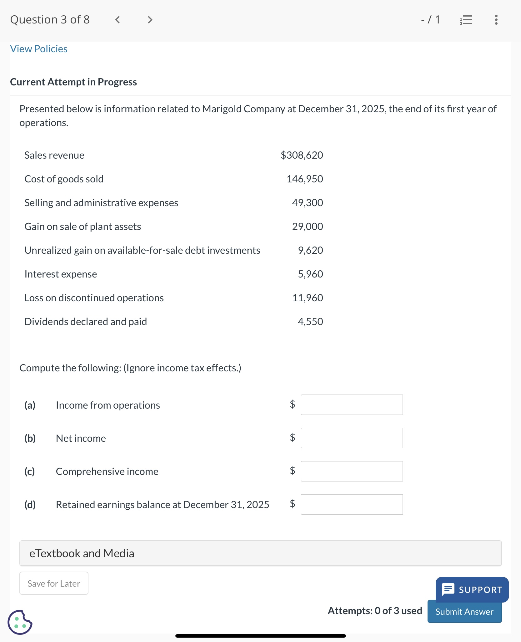 Solved Current Attempt in Progress Presented below is | Chegg.com