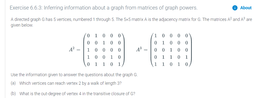 Solved Exercise 6.6.3: Inferring information about a graph | Chegg.com