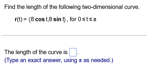 Solved Find the length of the following two-dimensional | Chegg.com