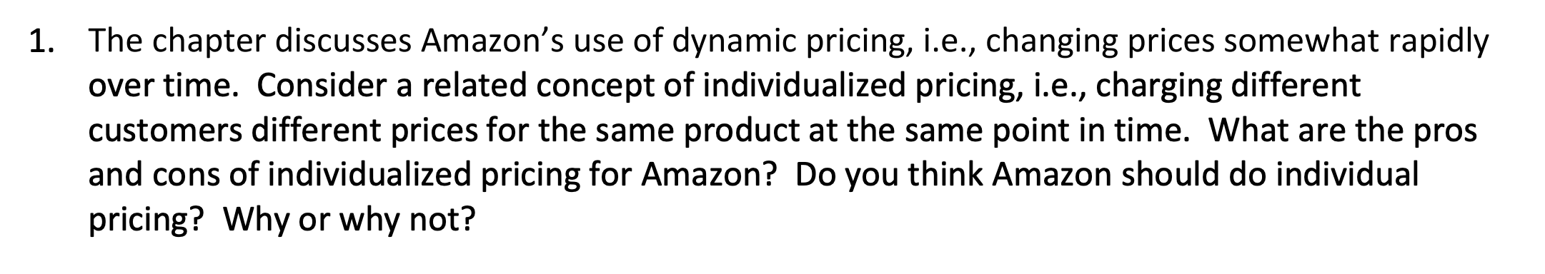 Solved The chapter discusses Amazon's use of dynamic | Chegg.com