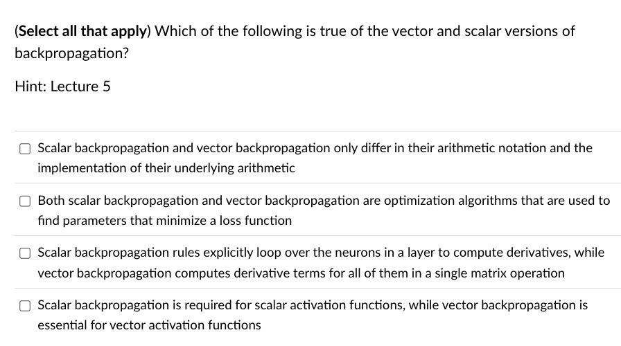Solved Scalar backpropagation and vector backpropagation | Chegg.com