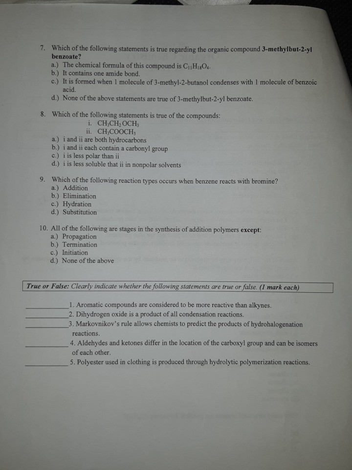 Solved This is a grade 12 organic chemistry problems. Please | Chegg.com