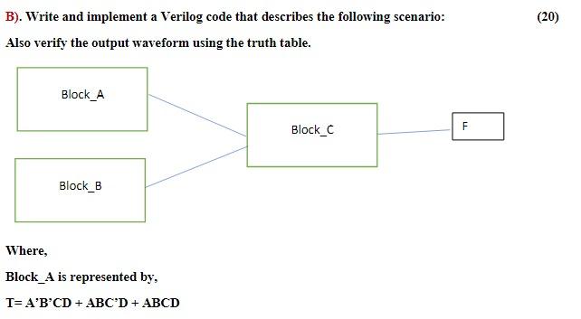 B). Write and implement a Verilog code that describes | Chegg.com