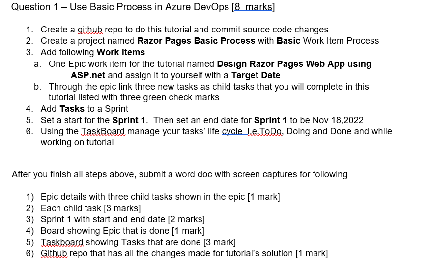 Question 1 -Use Basic Process in Azure DevOps [8 | Chegg.com