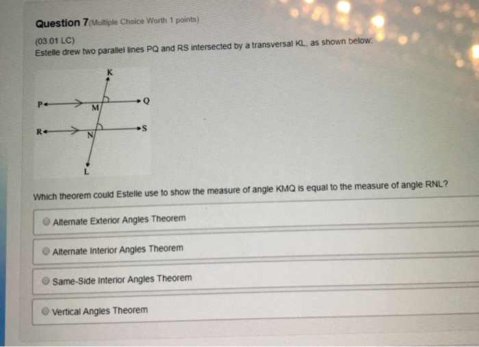 Solved Question 7(Multiple Choice Worth 1 points) (03.01 LC) | Chegg.com