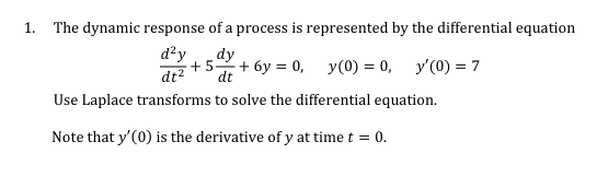 Solved The dynamic response of a process is represented by | Chegg.com