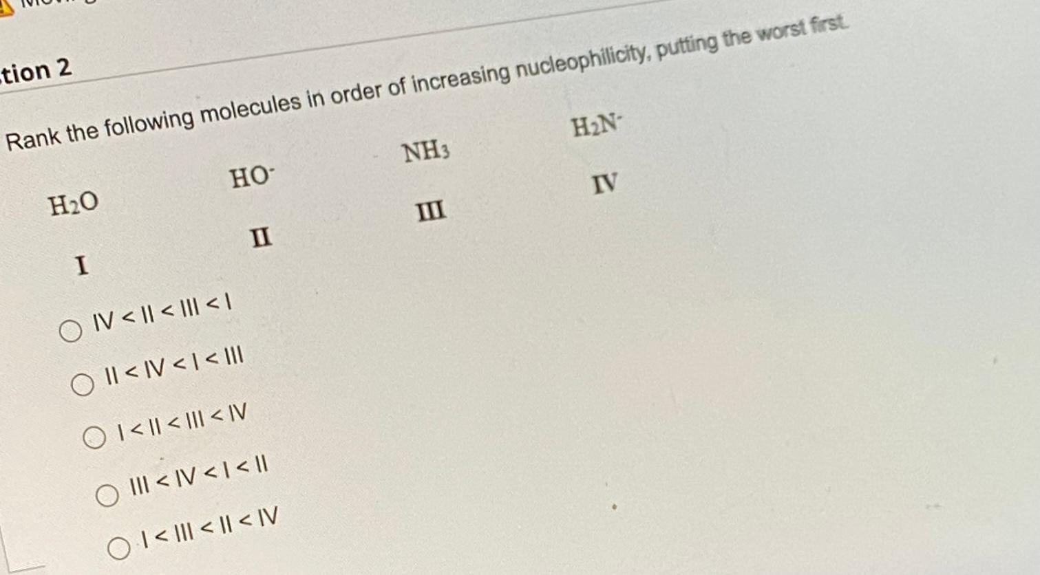 Solved Rank the following molecules in order of increasing | Chegg.com