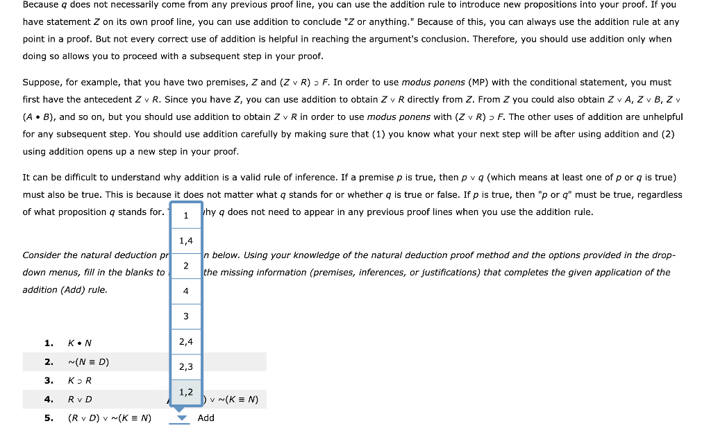 4. Rules of Implication - Addition (Add) Addition is | Chegg.com