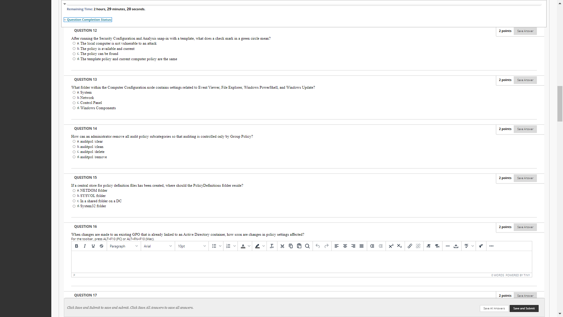 Solved After running the Security Configuration and Analysis | Chegg.com