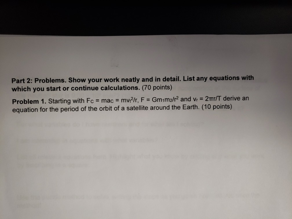 Solved Part 2: Problems. Show your work neatly and in | Chegg.com