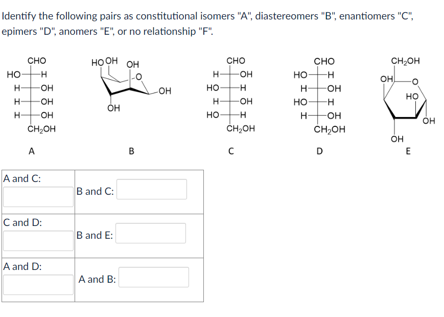 Solved Identify the following pairs as constitutional | Chegg.com