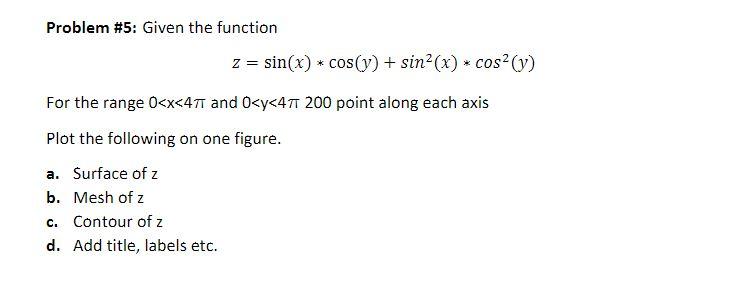 Solved Problem #5: Given the function | Chegg.com