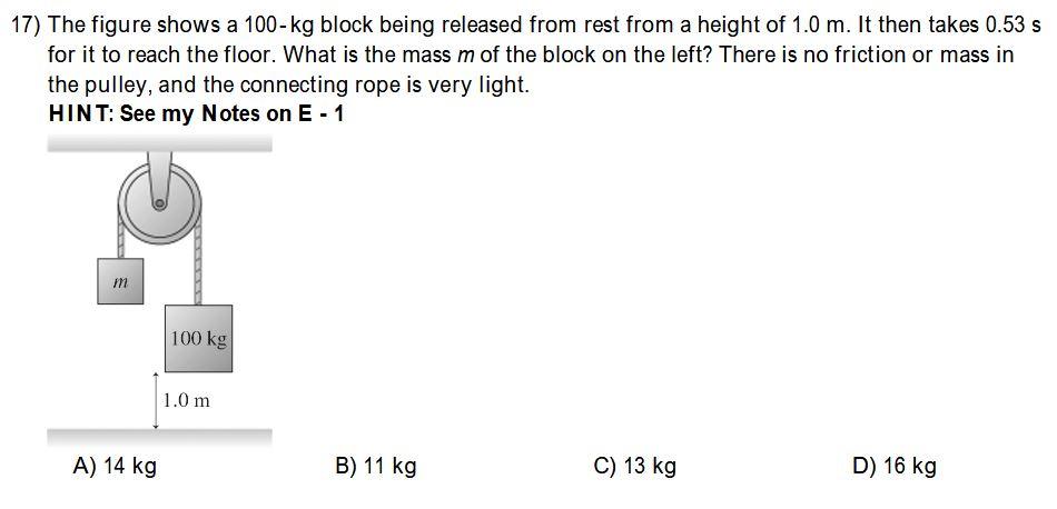 Solved 17) The figure shows a 100-kg block being released | Chegg.com