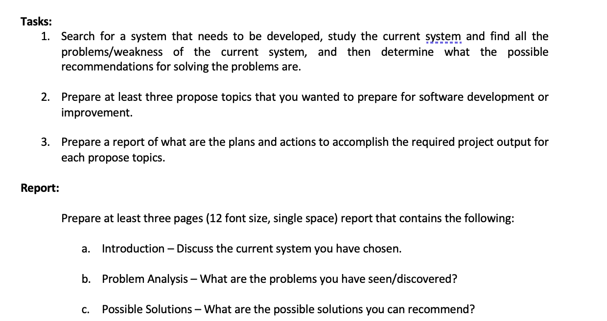 Solved Tasks: 1. Search for a system that needs to be | Chegg.com
