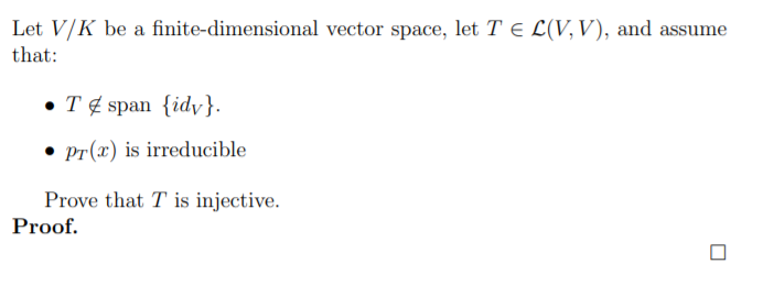 Solved Let V/K be a finite-dimensional vector space, let | Chegg.com