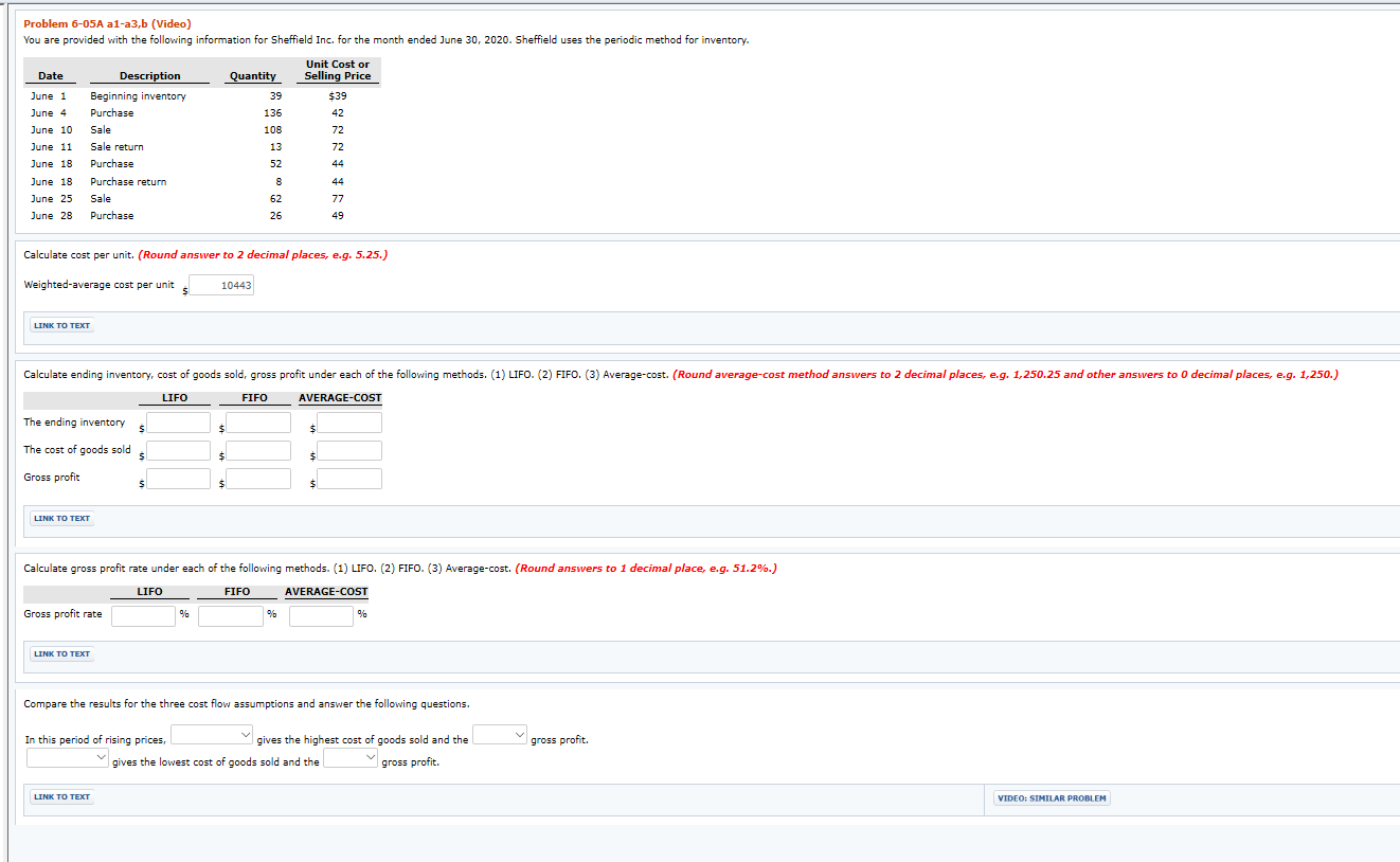 Solved Problem 6-05A al-a3,b (Video) You are provided with | Chegg.com