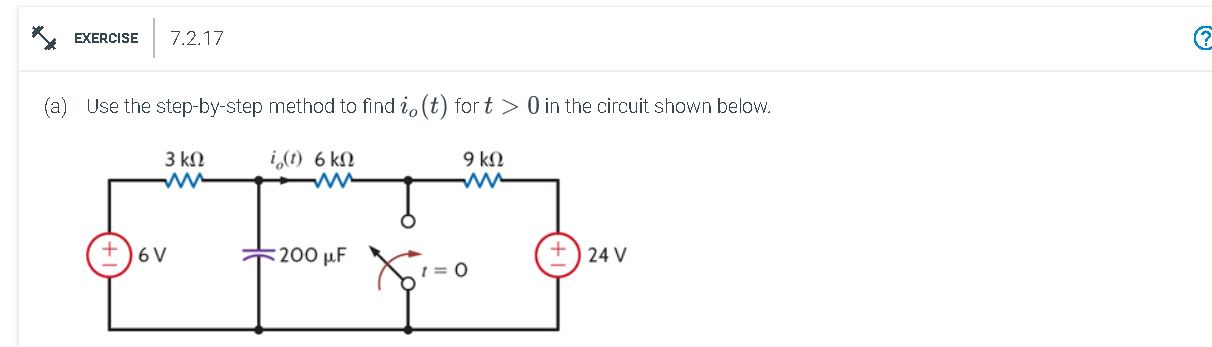 Solved Use the step-by-step method to find io(t) for t>0 in | Chegg.com
