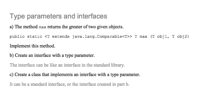 Solved Type parameters and interfaces a) The method max | Chegg.com
