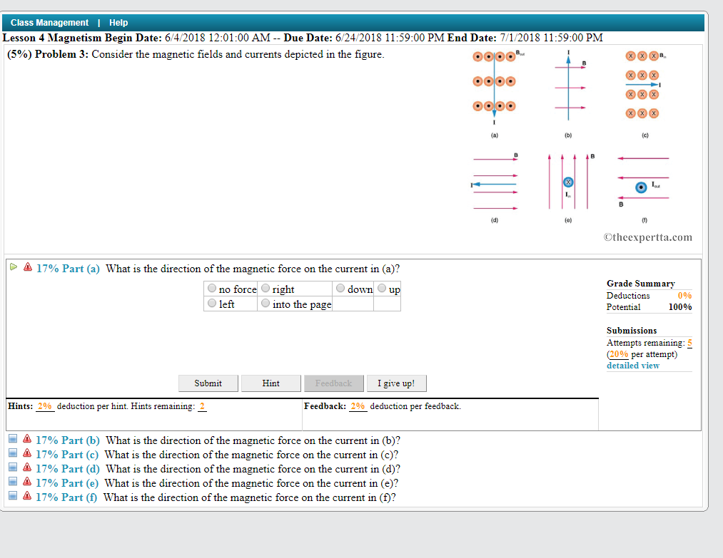 Solved Class Management Help Lesson 4 Magnetism Begin Date: | Chegg.com